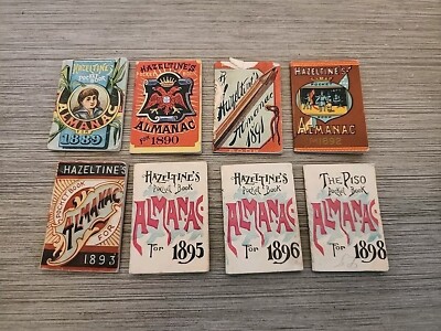 8 Antique HAZELTINE'S ALMANAC BOOKS 1880's - 1890's Miniature Doll ...