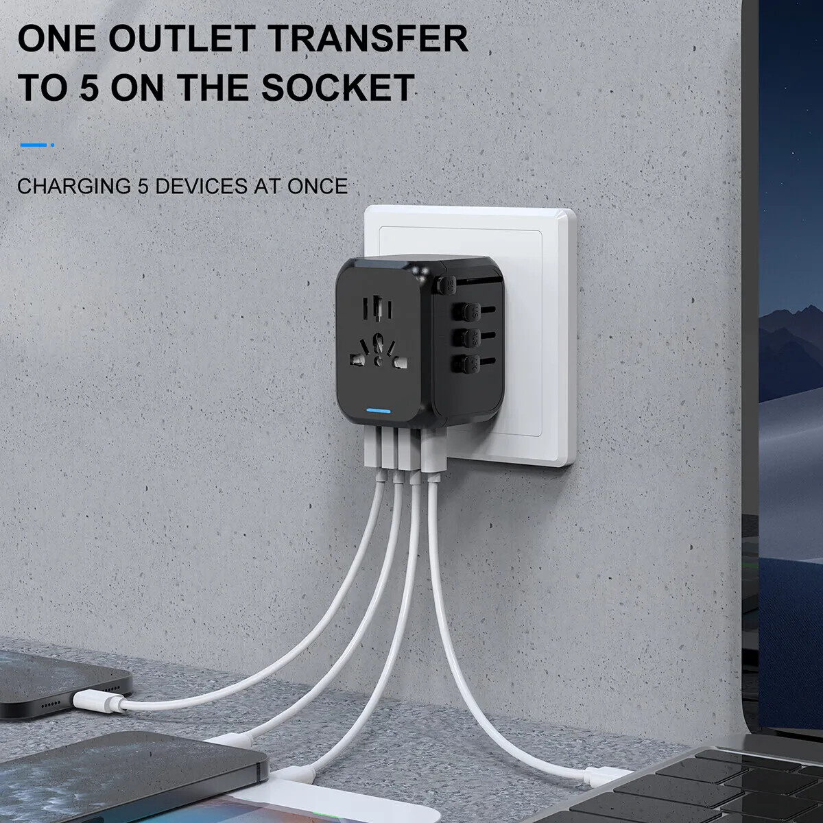 Universal Travel Adapter Converter International Wall Charger AC USB ...