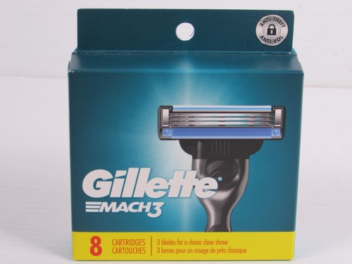 Gillette Mach 3 Razor Blades Refills 8 Replacement Cartridges New in ...