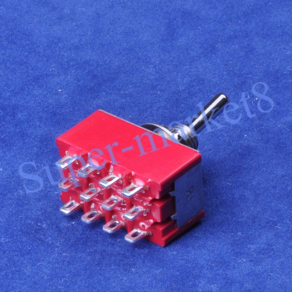 2PCS ON-ON 4PDT 12pin Terminal Red Toggle Switch Guitar Amp | eBay
