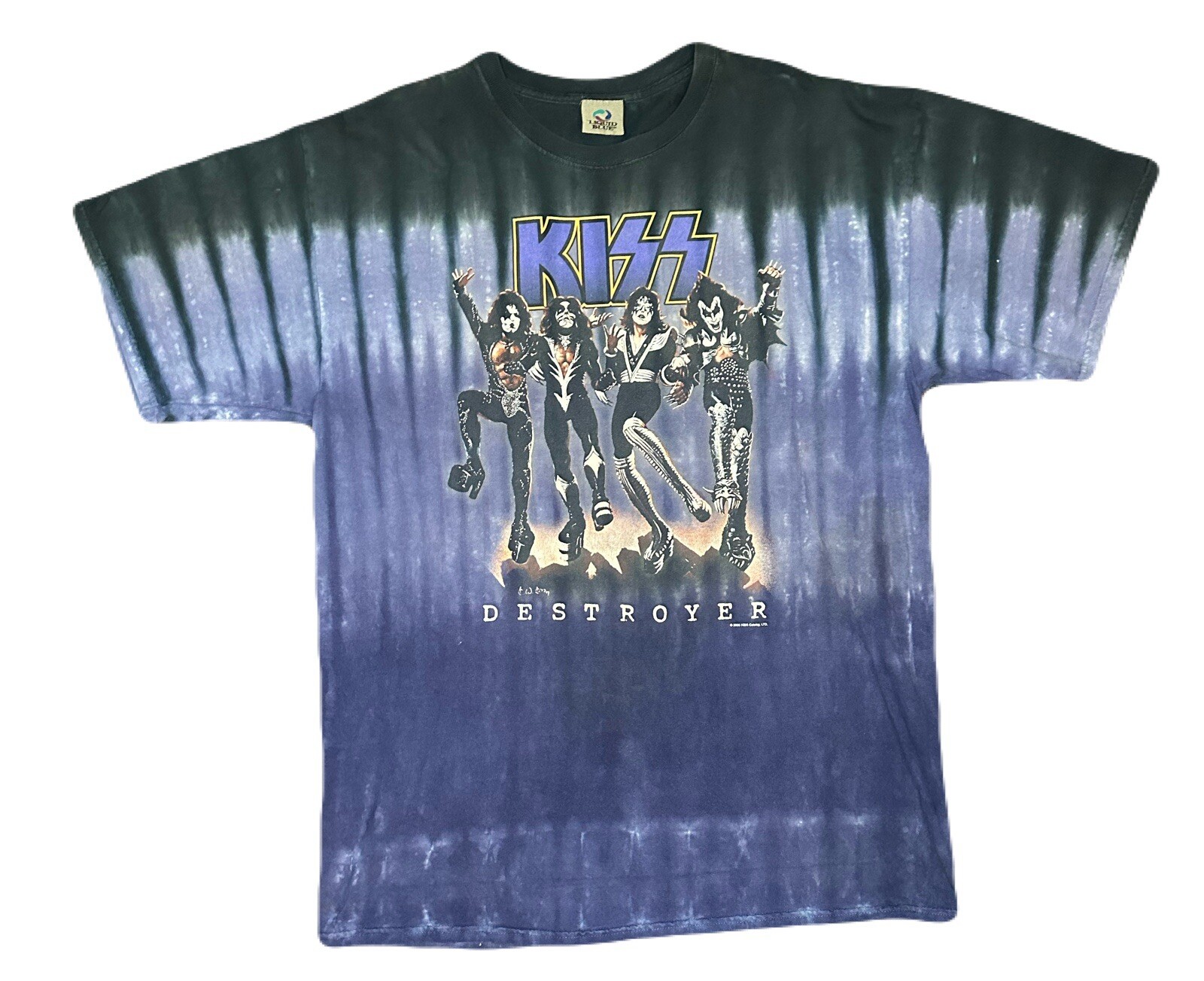 Rare Vintage Y2K Liquid Blue Kiss Tie Dye AOP Band To… - Gem