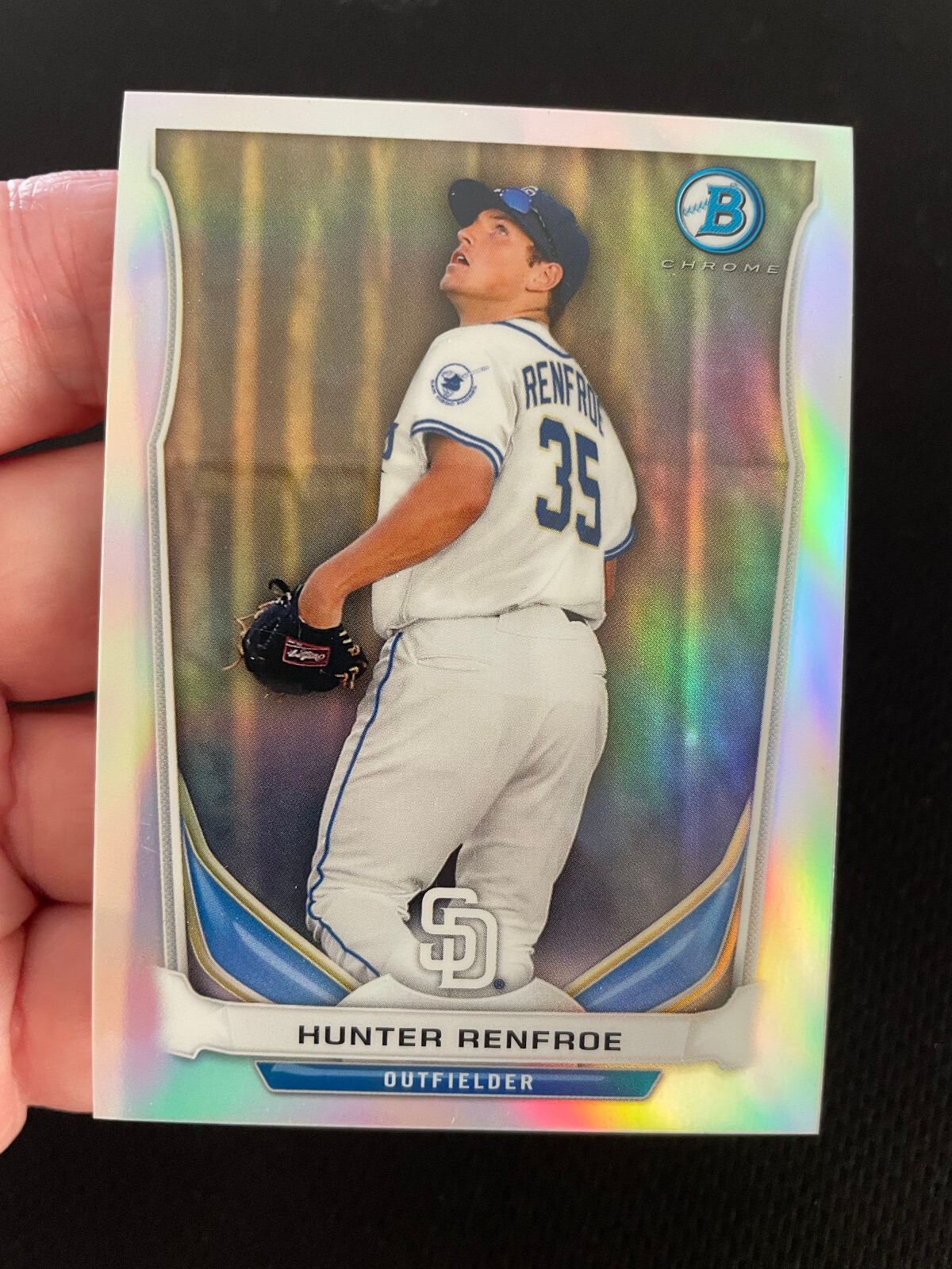 HUNTER RENFROE ROOKIE REFRACTOR 498/500 BOWMAN CHROME RC 2014 BASEBALL ...