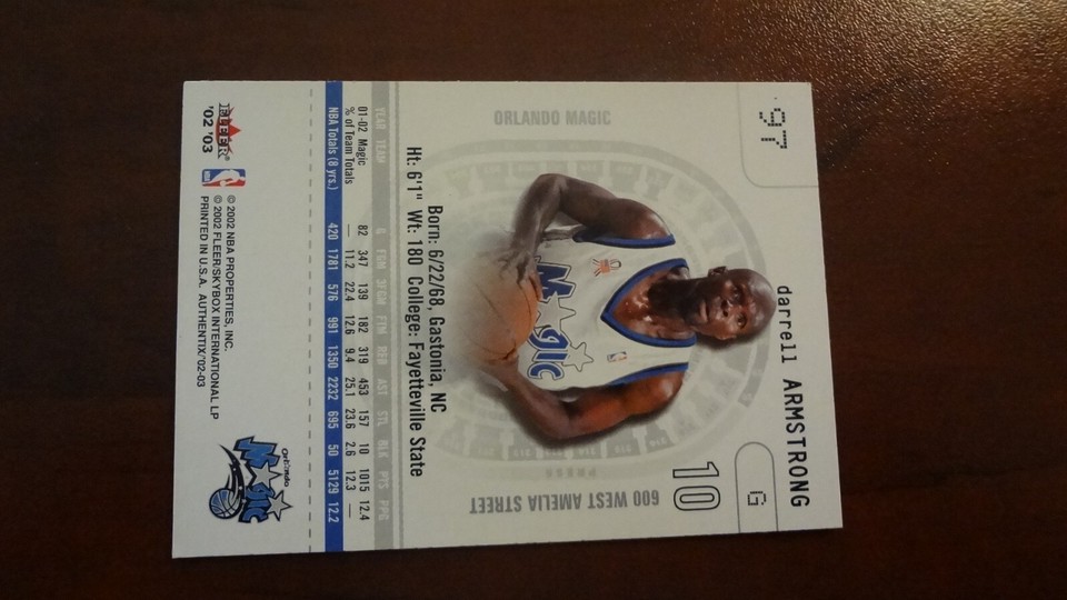 2002-03 FLEER AUTHENTIX # 97 DARRELL ARMSTRONG BASKETBALL CARD | eBay