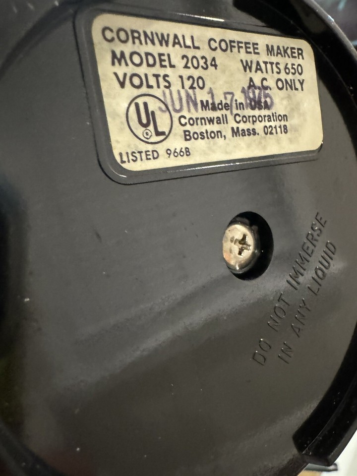 Vintage Cornwall Travel Coffee Kit 4 Cup Percolator, Spoon, Case, Cords ...