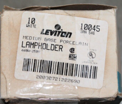 NEW OLD STOCK Leviton Box of 10 Porcelain Keyless Lampholder Sockets ...