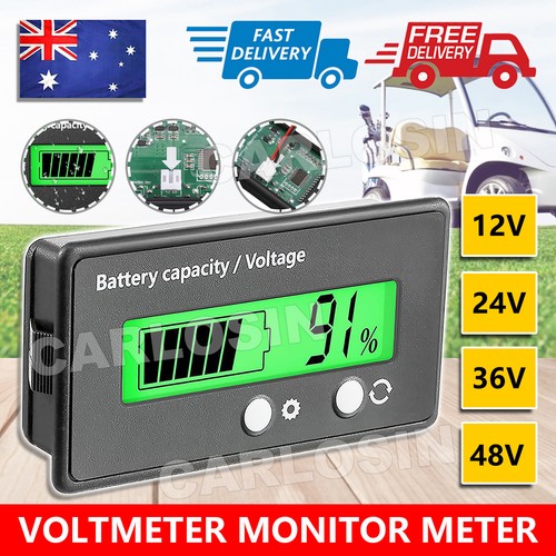 LCD 12V-48V Battery Capacity Indicator Voltage Voltmeter Monitor Meter ...