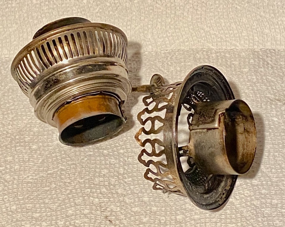 Antique c. 1895 B & H / Rayo Kerosene Oil Lamp BRASS Burner Wick Raiser ...