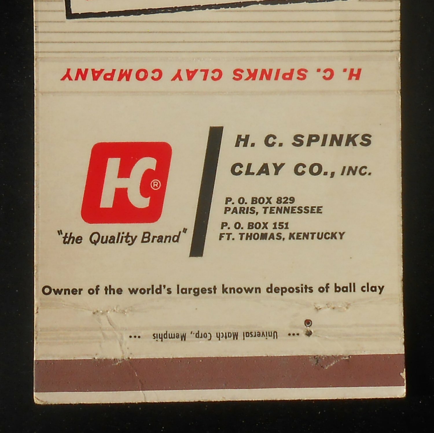 1960s H. C. Spinks Clay Co. World's Largest Ball Clay Fort Thomas KY ...