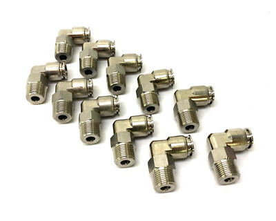Stainless Steel Swivel Snap-Connect Elbow Fitting 10mm OD to 3/8" NPT ...