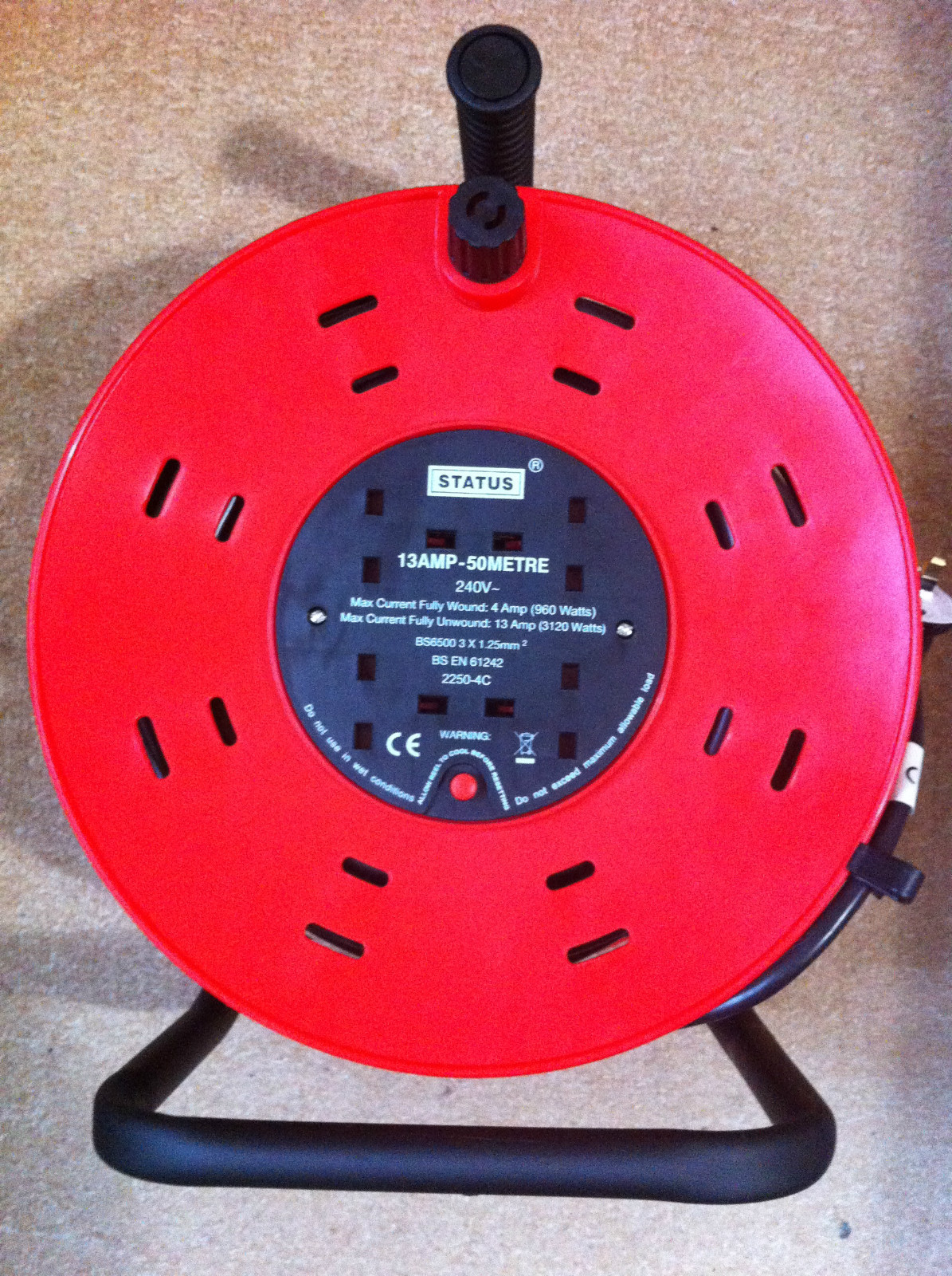 Extension Lead Reel Socket 5m, 10m, 15m, 18m, 20m, 25m & 50m Termal ...