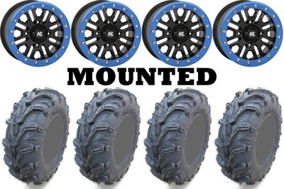 Kit 4 EFX MotoMax 27x10-14/27x12-14 on HL23 Beadlock Matte Black Blue ...