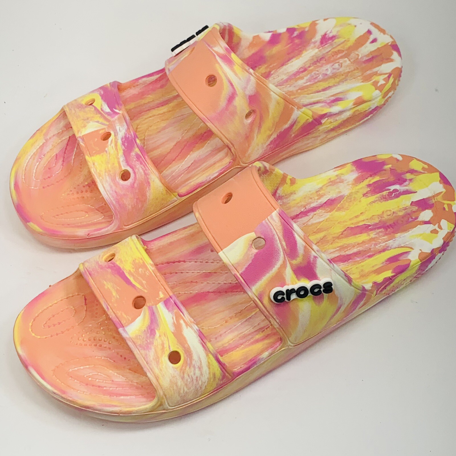 CROCS Classic Marble Sandals Tie Dye 2 Strap Marbled, Peach Orange size ...