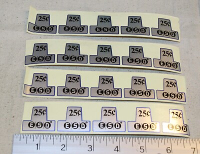 ESD Vertical 4 $.25 decals coin chute mechanism, qty. 20 for 1 price, p ...