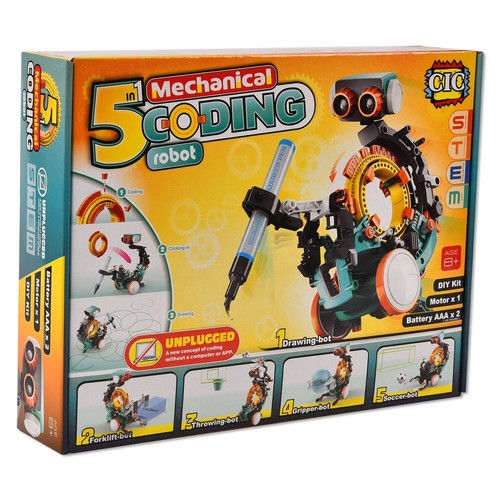 5-in-1 Mechanical Coding Robot – DIY STEM Programming Kit for Kids ...