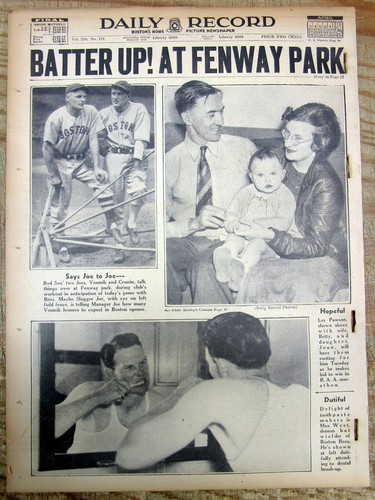 1938 newspaper w hdlne display BOSTON RED SOX open baseball season ...