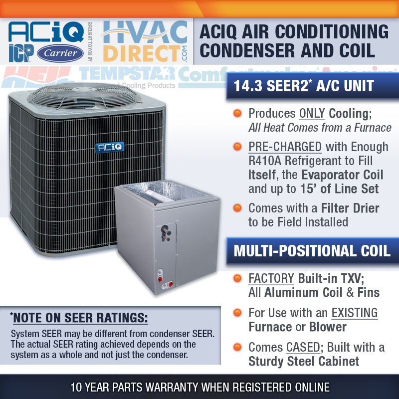 2.5 Ton 14.3 SEER2 ACiQ-Heil by Carrier Air Conditioning Condenser & A ...