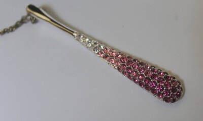 Softball Baseball Bat Pink Crystals Silver-Tone 19" Chain Summer Girls ...