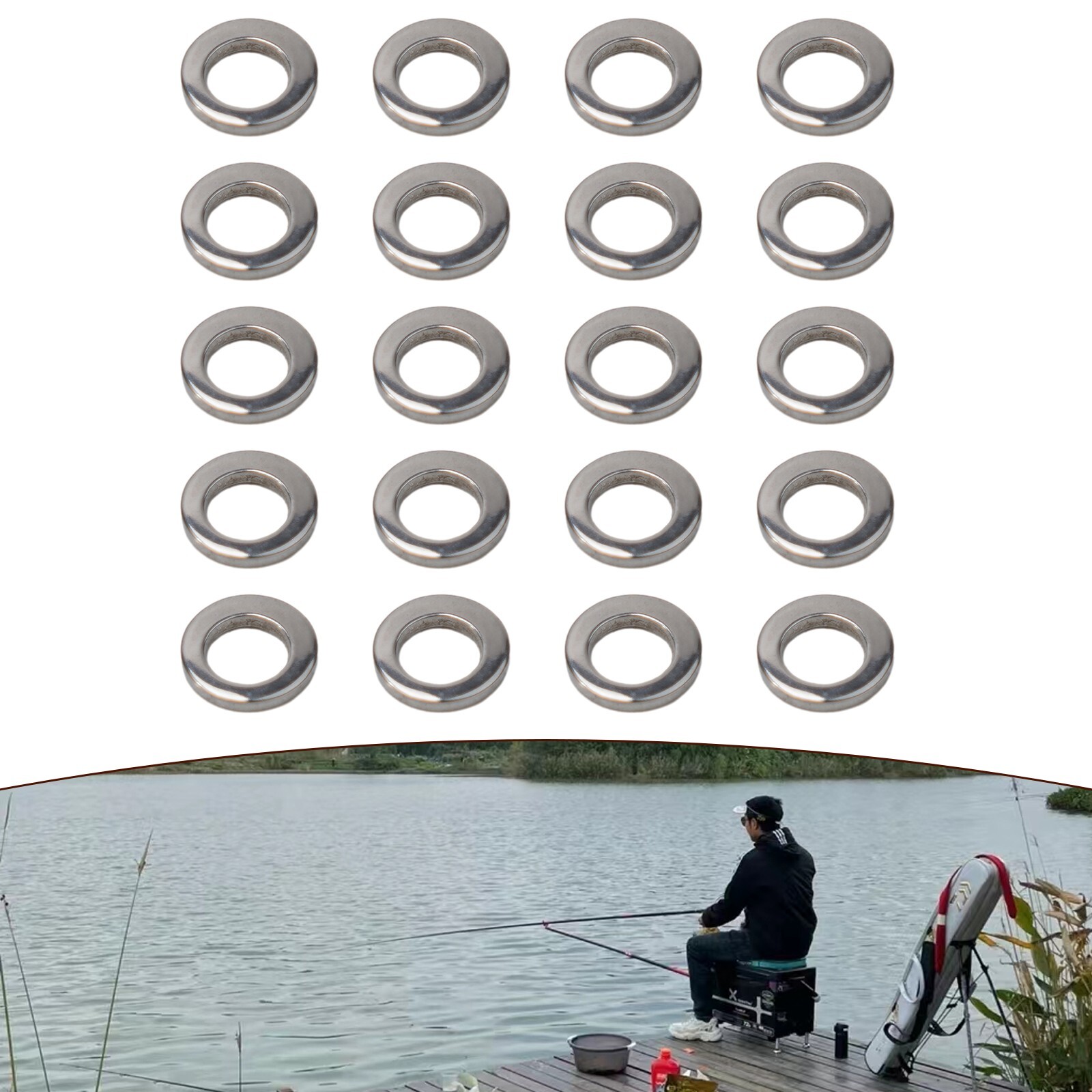 20Pcs Fishing Split Rings Heavy Duty Lure Solid Ring Stainless Jig ...