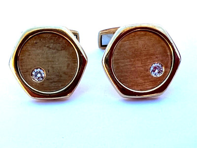 MAGNIFICENT FRENCH PAIR OF 18K YELLOW GOLD DIAMOND CUFFLINKS F COLOR ...
