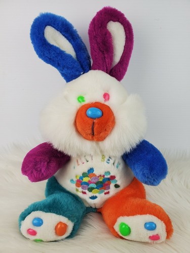 Vtg Jelly Beans Paws Tummy Bunny Rabbit White Multicolor Color Block ...