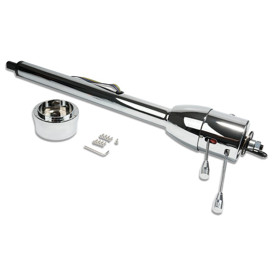 Chrome 28" Tilt Manual Steering Column w/ 9 Holes Adapter No Key Hot ...