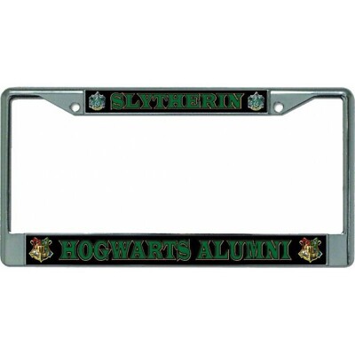 slytherin hogwarts alumni green harry potter logo chrome license plate ...