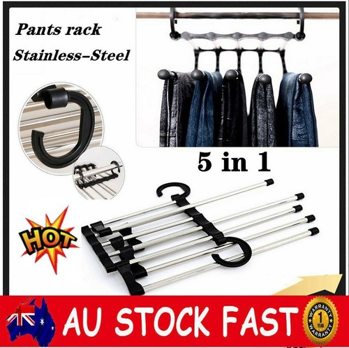 5-in-1 Pants Clothes Rack Shelves Multi-functional Wardrobe Magic ...