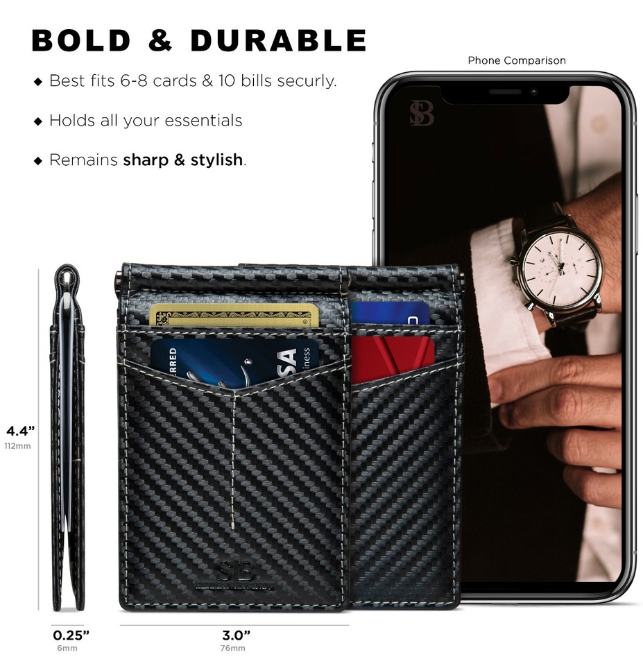 SERMAN BRANDS Money Clip Wallet - Mens Wallets Slim Front Pocket RFID ...
