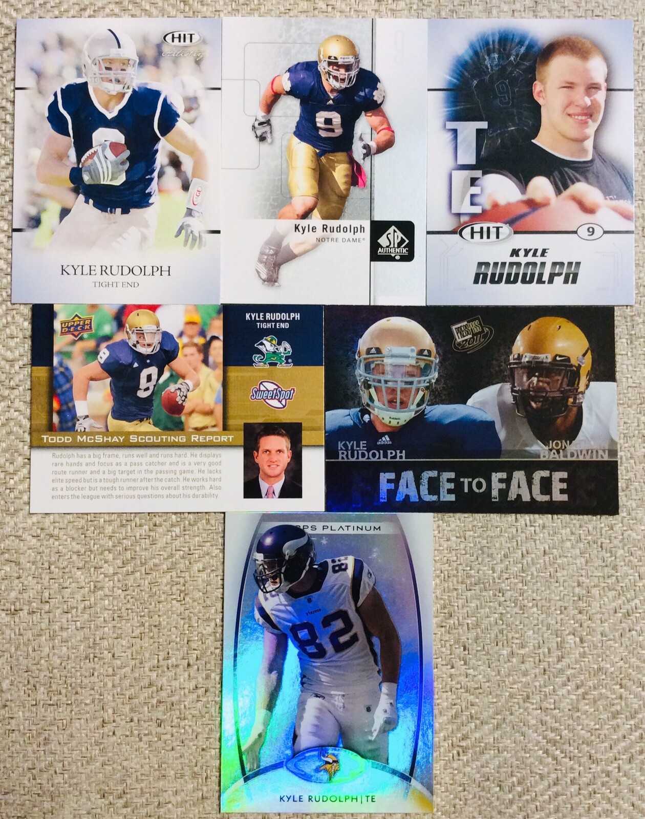 KYLE RUDOLPH (6) RC; 2011 SP Auth Spotlight McShay Scouting Report ...