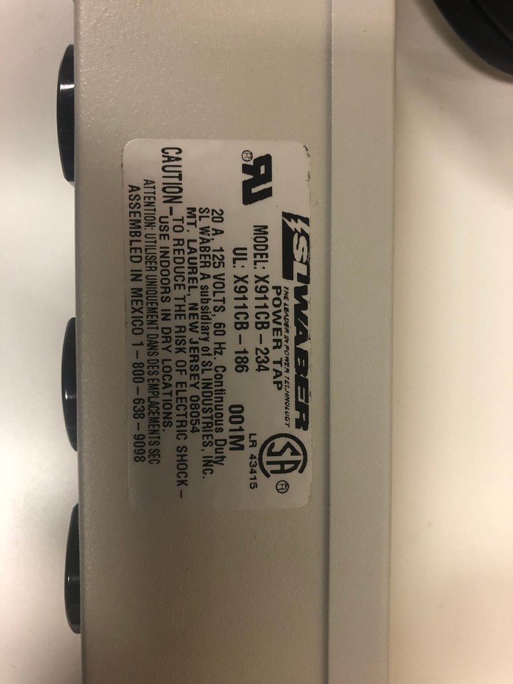 SL Waber X911CB Rack Mount Power Supply 6 Outlet 125V-AC 15A 110v | New ...