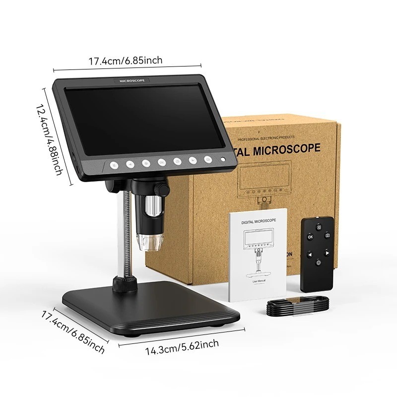 7" IPS Screen Digital Microscope 5MP 1200X Photo & Video Microscope 8 ...