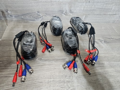 4 x Security Camera Video Cable 60FT BLACK BNC RCA Wire DVR CCTV ...