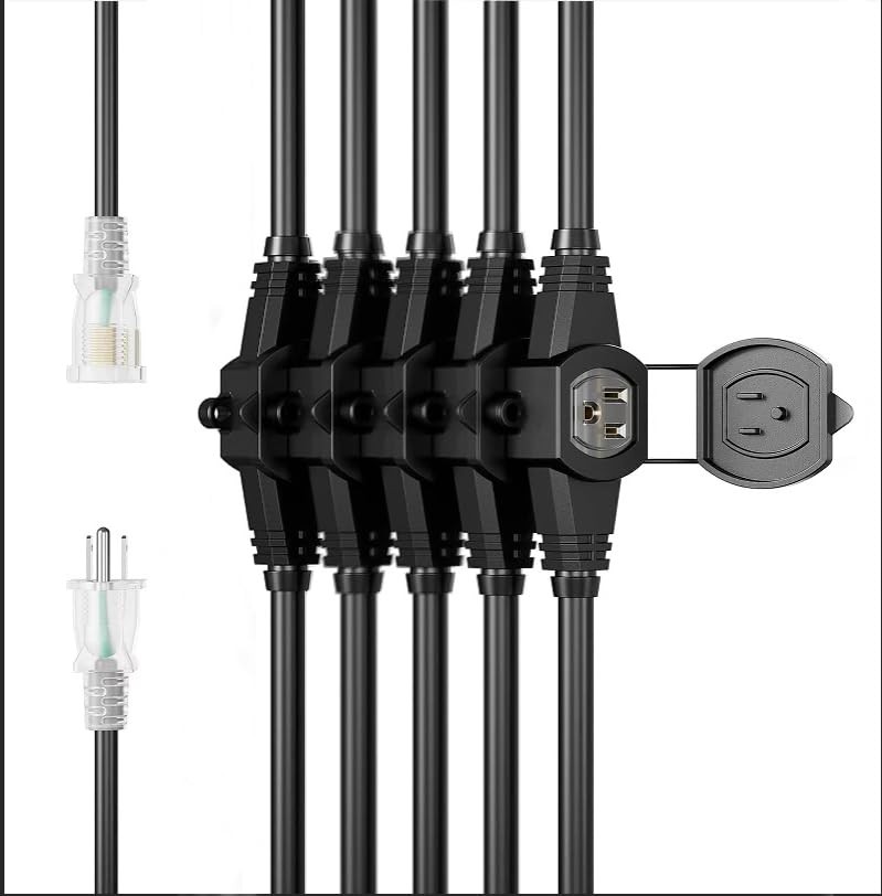 30FT 16 Gauge Heavy Duty Multi Outlet Extension Cord, 6 Evenly Spaced ...