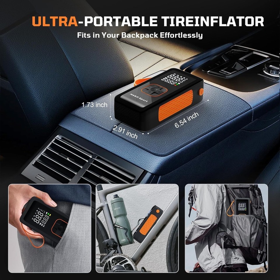 Pocket Air Pro Tire Inflator, Portable Air Compressor with Pressure ...