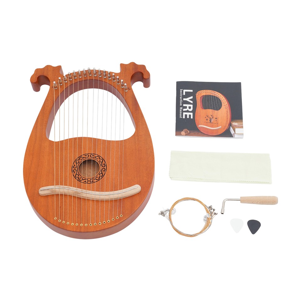 16 String Lyre Harp Mahogany Body With Tuning Key String Cartridge! | eBay