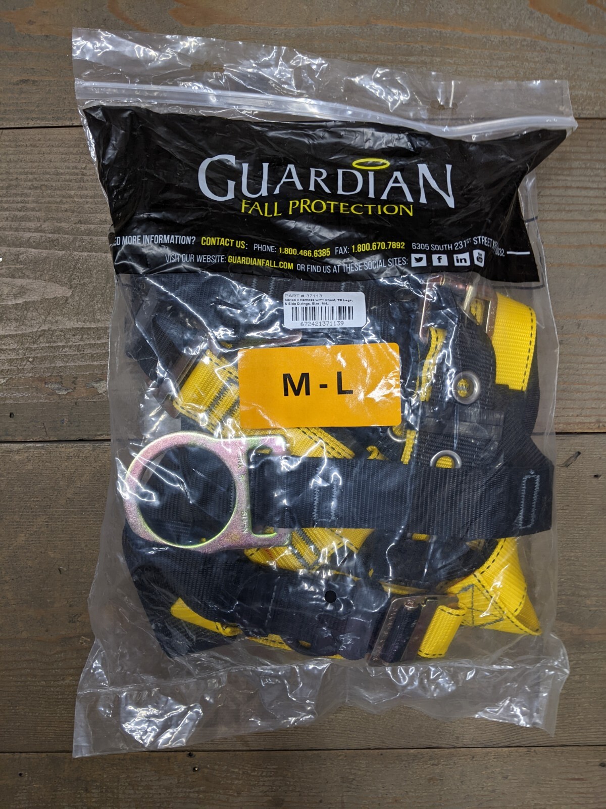 37113 Guardian Fall Protection M-L Series 3 With FREE Trauma Strap ...