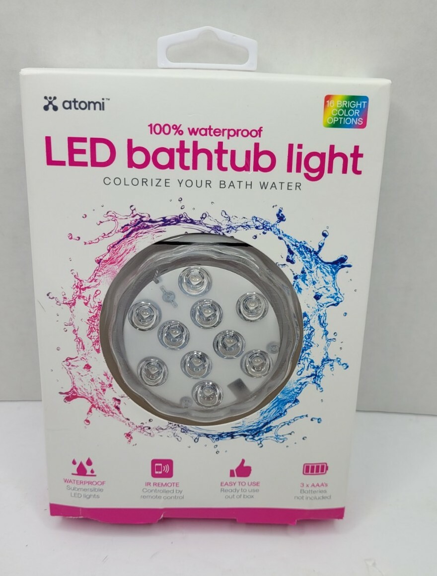 New Atomi 100% Waterproof LED Bathtub Light 16 Bright Color Options W ...