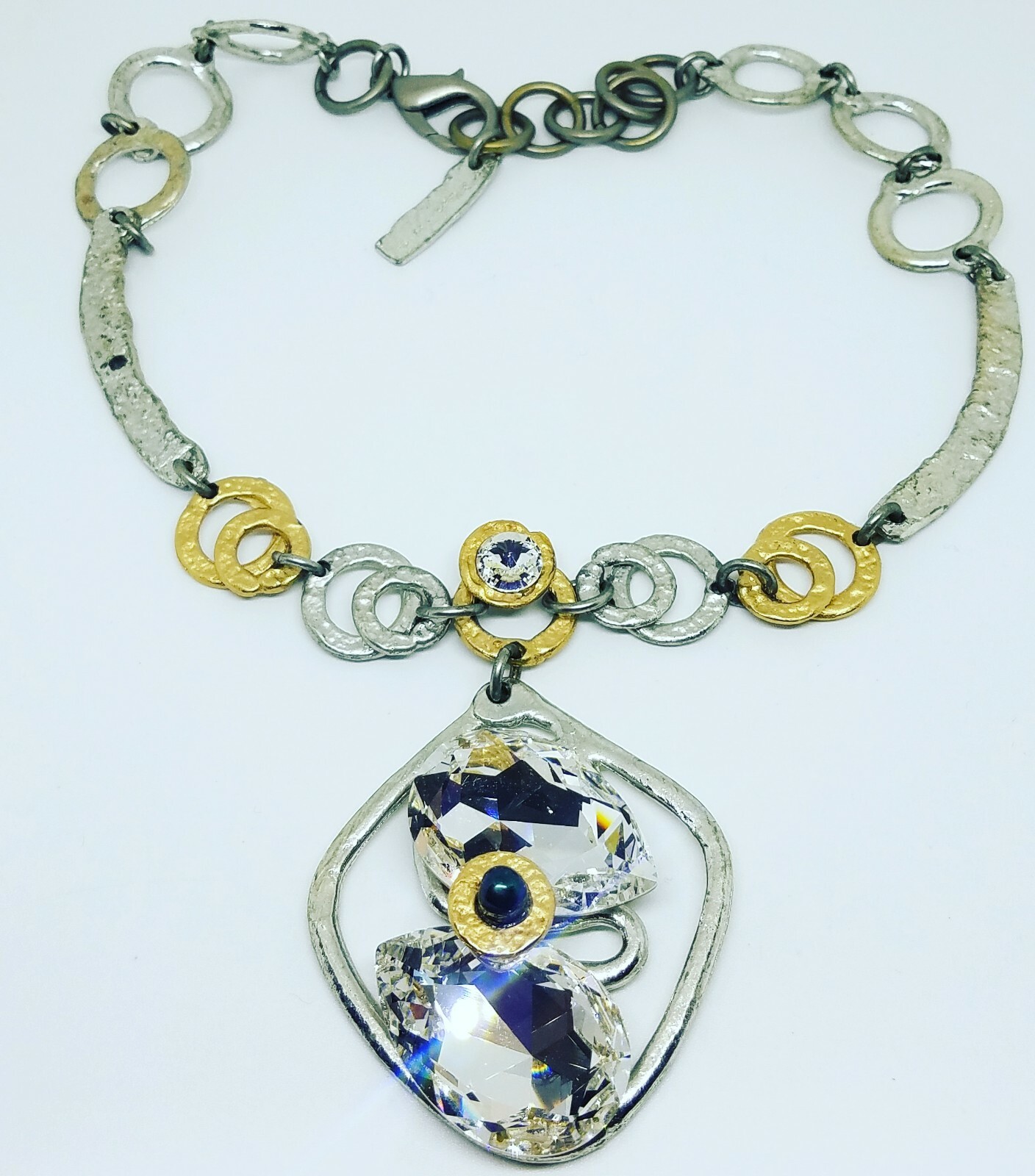 Vintage J. Jansen Modernist Silver & Gold Tone Clear … - Gem