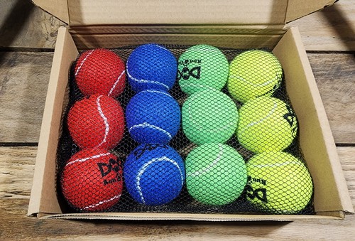 Dog Run & Catch Pet Tennis Balls Pack of 12, 2.5 inch multiple colored ...