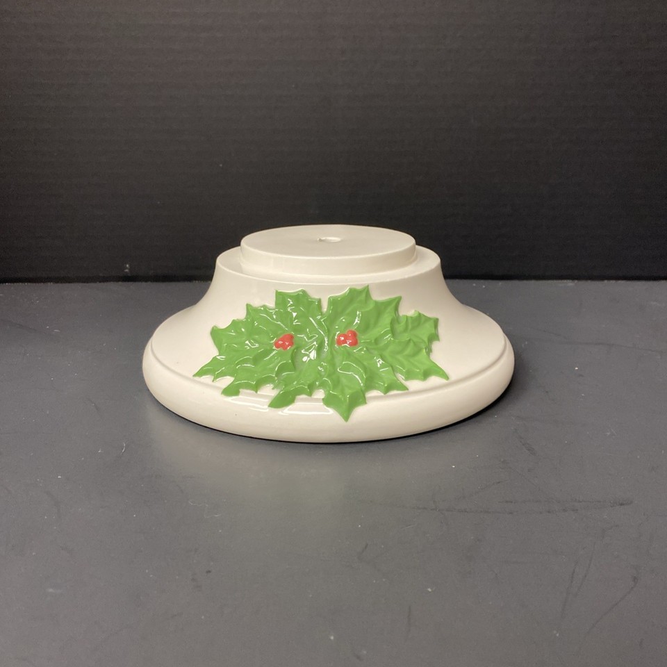 Vintage Ceramic Christmas Tree Base ONLY White Holly Berry Nowell Mold ...