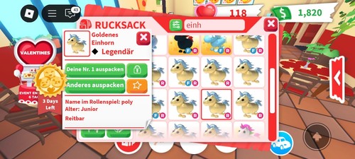 Roblox Adopt Me Ride Gold Unicorn | eBay.de