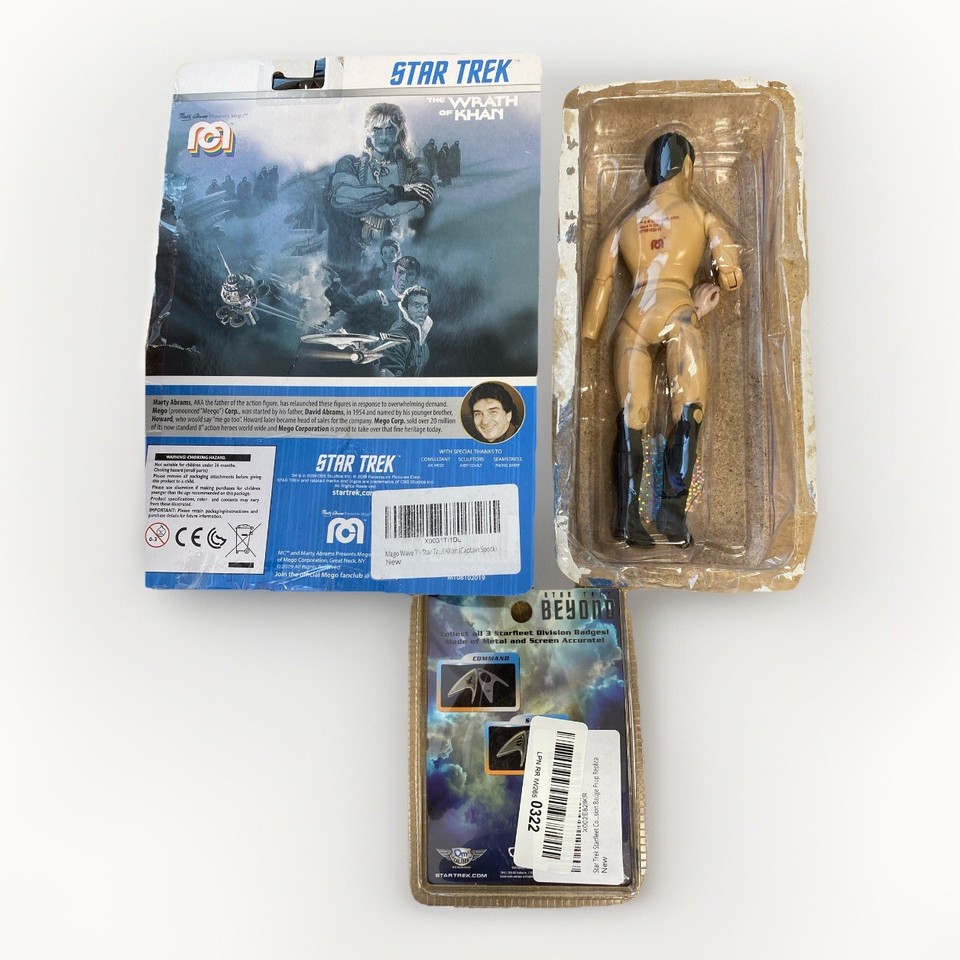 (3 SET) Star Trek Universe (2x) Mego Spock 8” Action Figure + Badge ...
