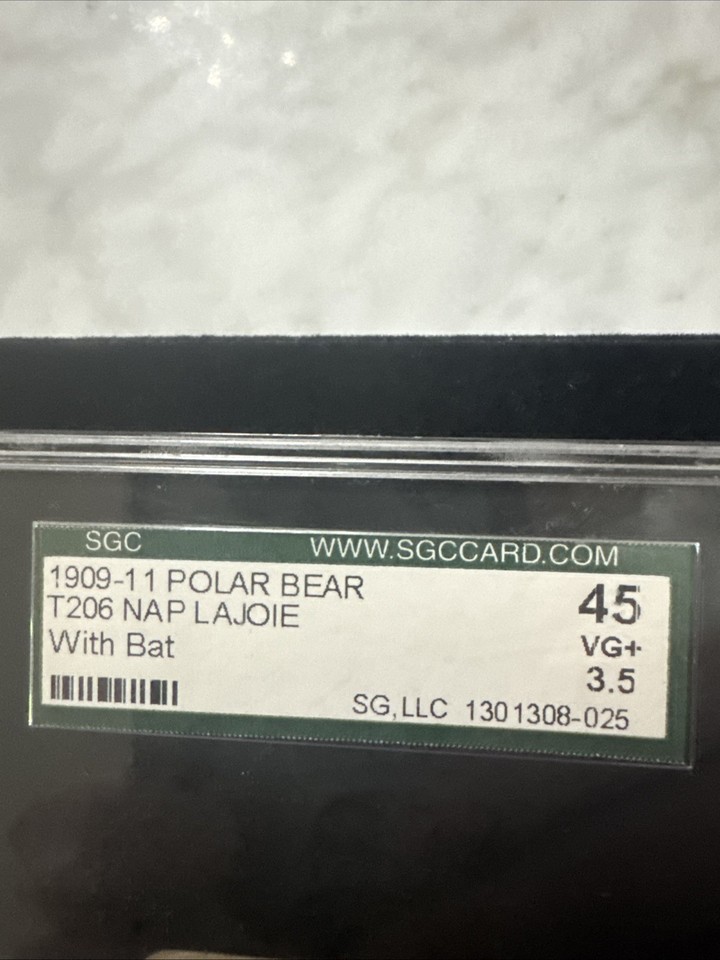 NAP LAJOIE WITH BAT - 1909-11 Polar Bear (T206) Lajoie, Nap - 3.5 VG+ ...