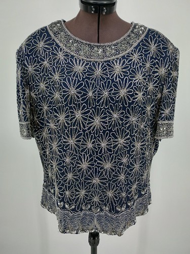 Adrianna Papell Occasions Beaded Sequin Top Blouse Shirt Size 14 | eBay