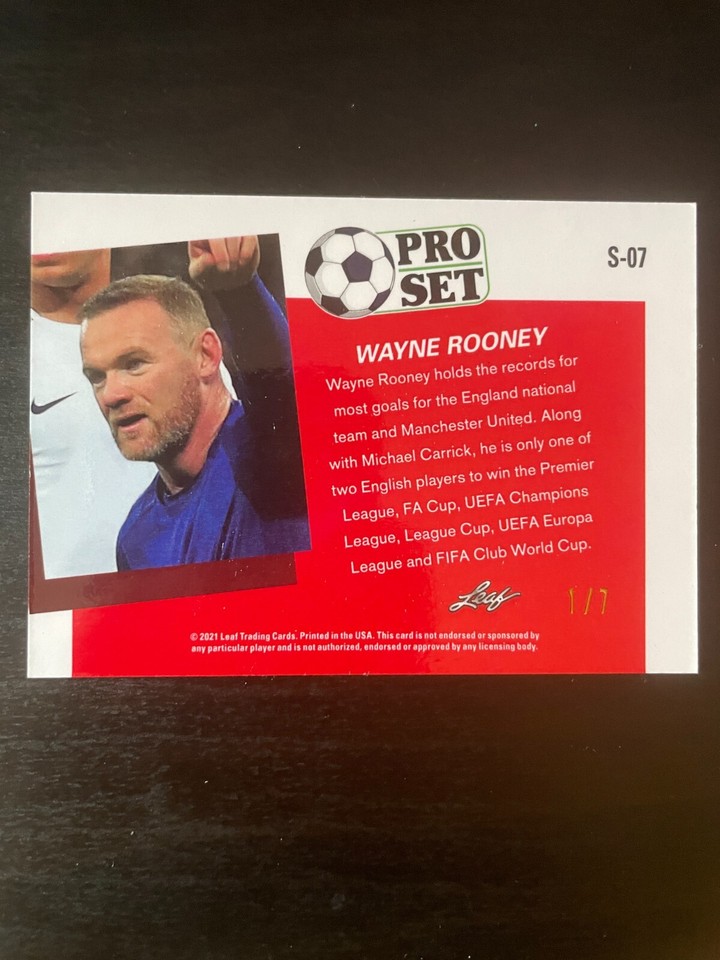 2021 Leaf Pro Set Wayne Rooney 1/7 Red White and Blue Wave Refractor ...