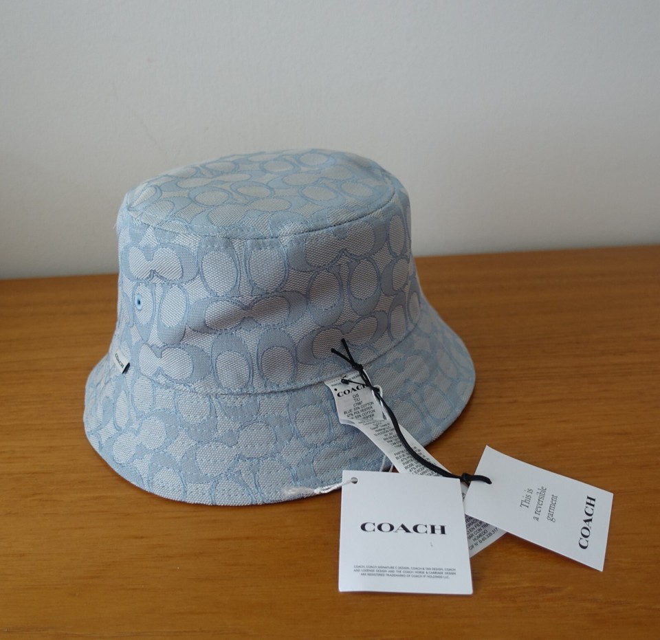 COACH REVERSIBLE BUCKET HAT IN SIGNATURE JACQUARD IN PINK/BLUE COLORS ...