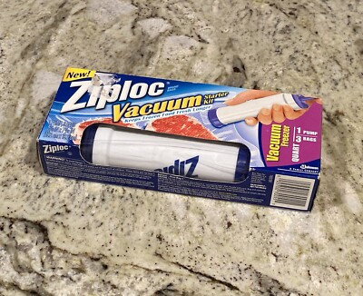 new discontinued ZIPLOCK Vacuum Starter Kit - 3 Freezer Quart Bags ...