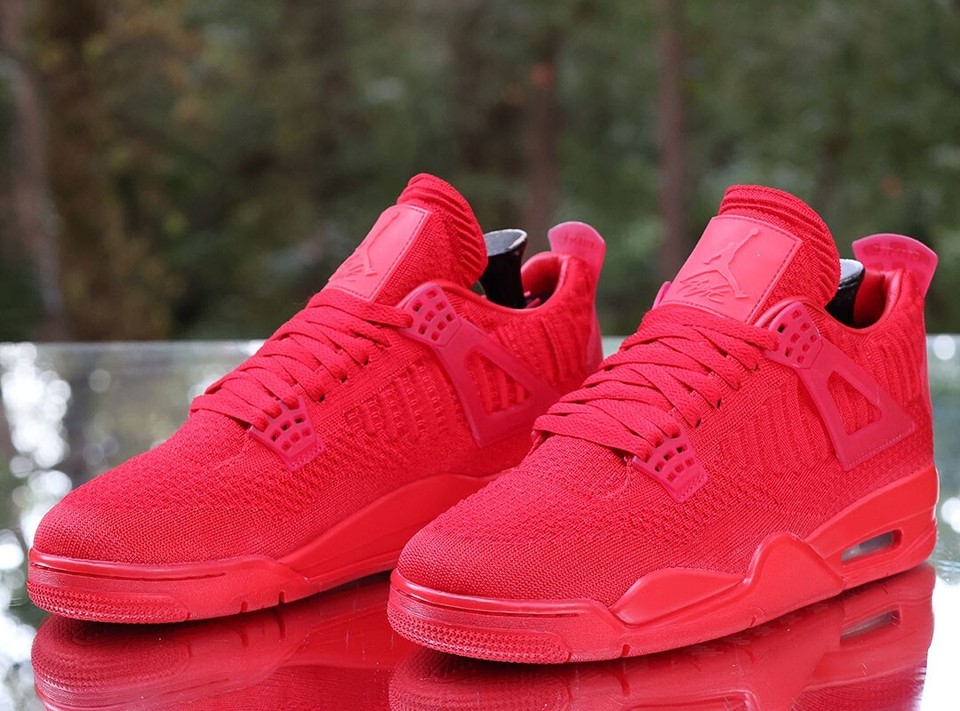 Nike Air Jordan 4 Retro Flyknit University Red Men’s Size 9.5 Custom ...