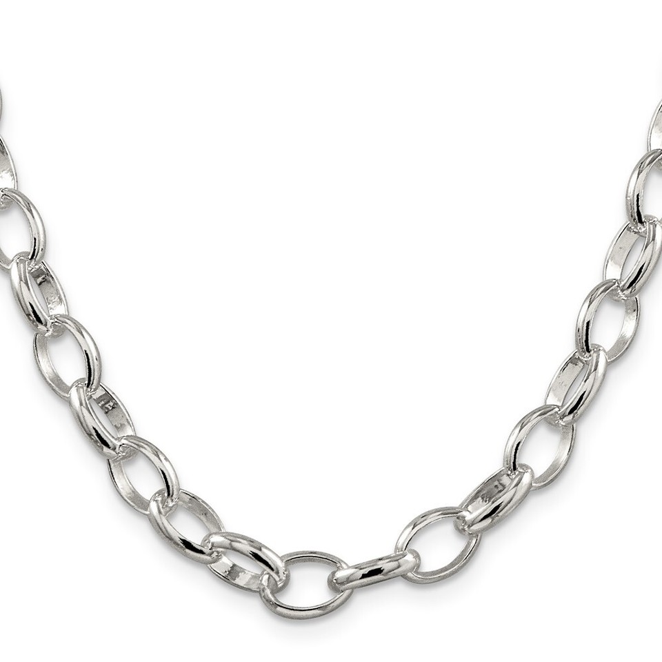 24" Sterling Silver 8mm Fancy Rolo Chain Necklace | eBay