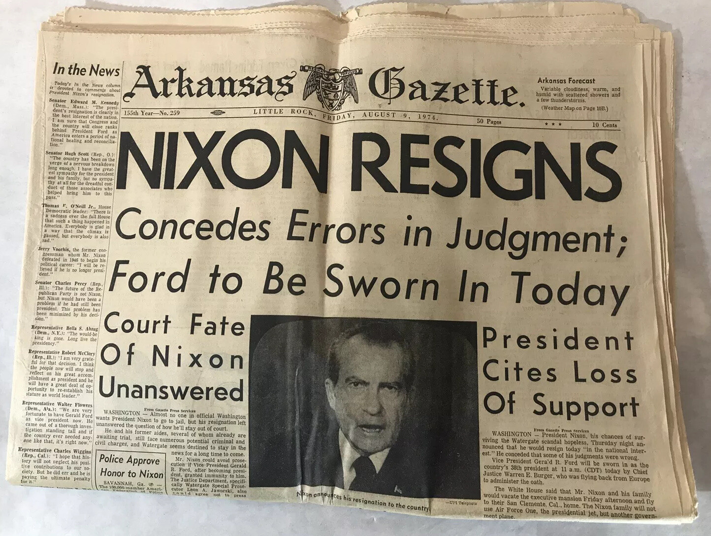 Nixon Resigns Newspaper August 9, 1974 | Grelly USA